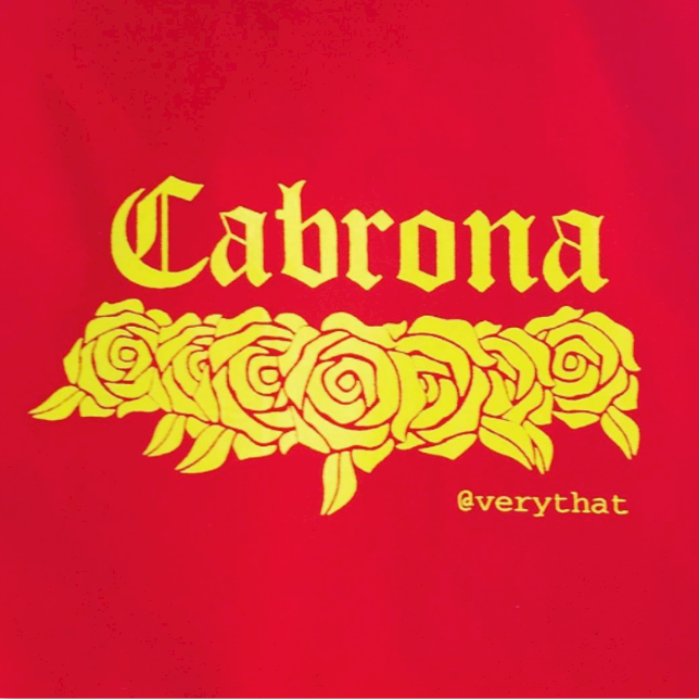 Cabrona sticker | red and yellow | Old English – Very That